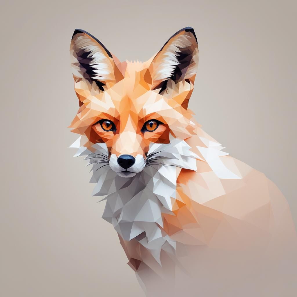 Fox - Simplified Geometric Fox in Bold Colors
