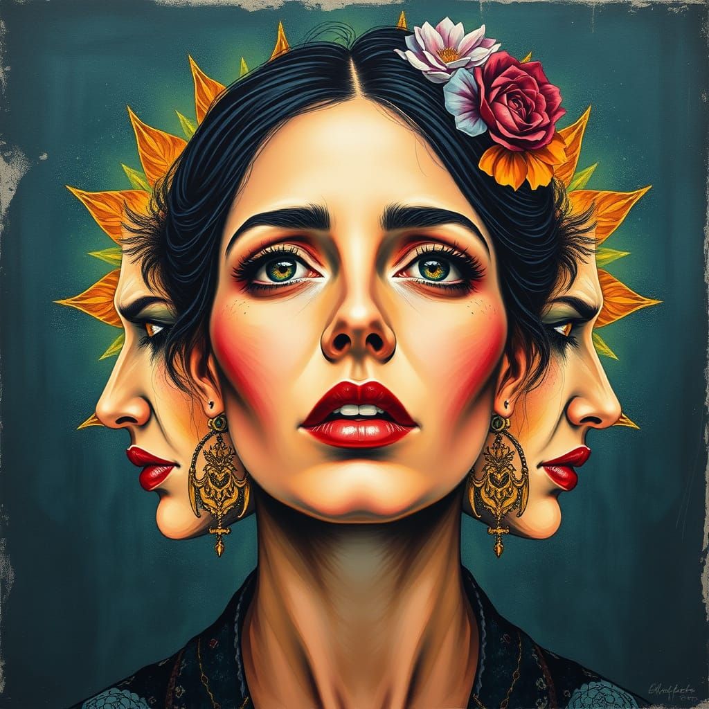 Durer-style illustration print. Her emotions are like the colors of a ...