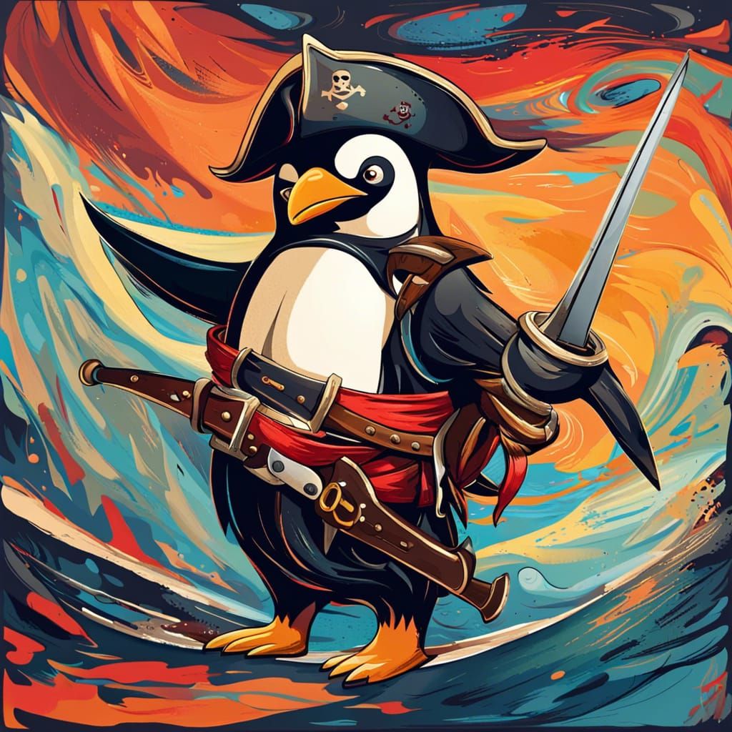 pirate penguin ready to attack - AI Generated Artwork - NightCafe Creator