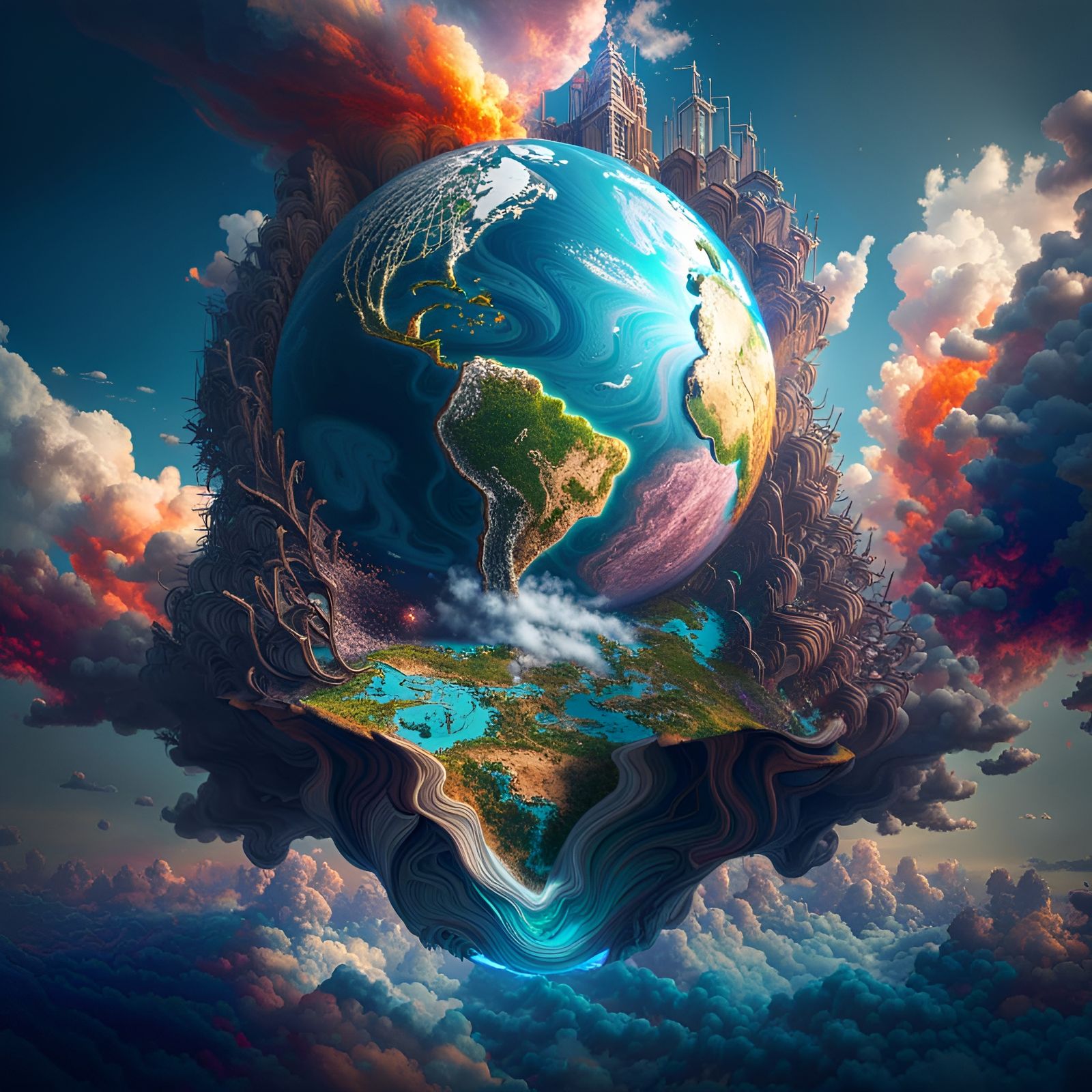 God is creating earth and water - AI Generated Artwork - NightCafe Creator