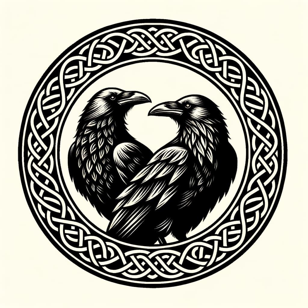 Mystical Ravens in Celtic Knotwork, Vector Art - AI Art