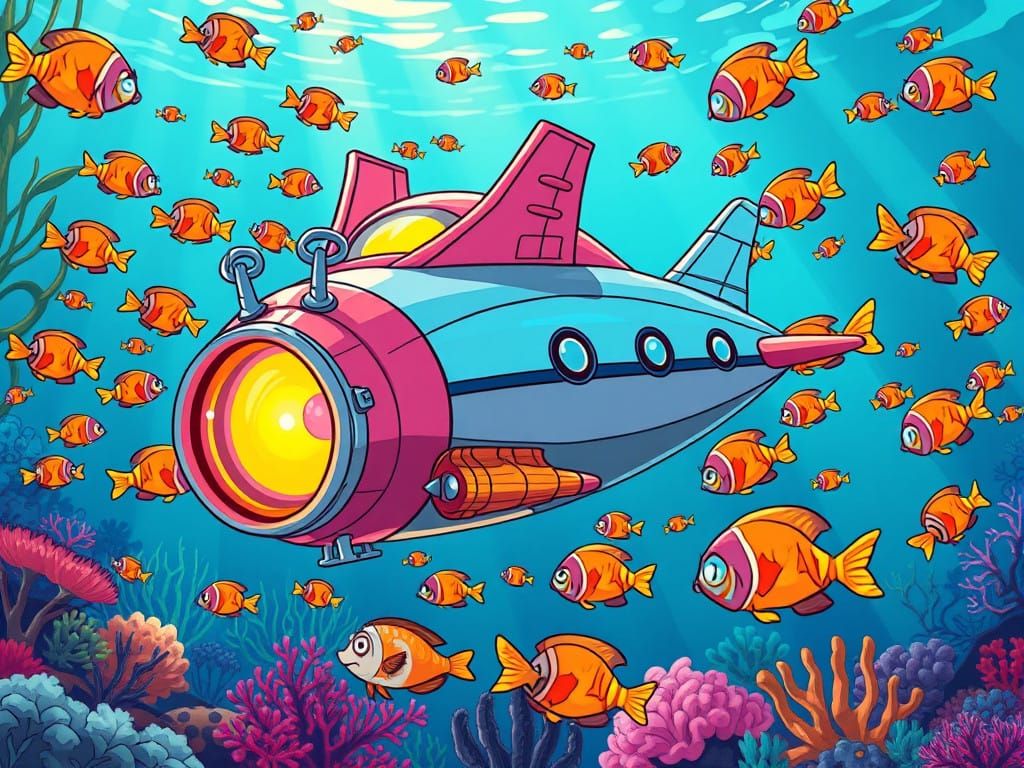 Whimsical Futuristic Spaceship Scene in Underwater... - AI Art