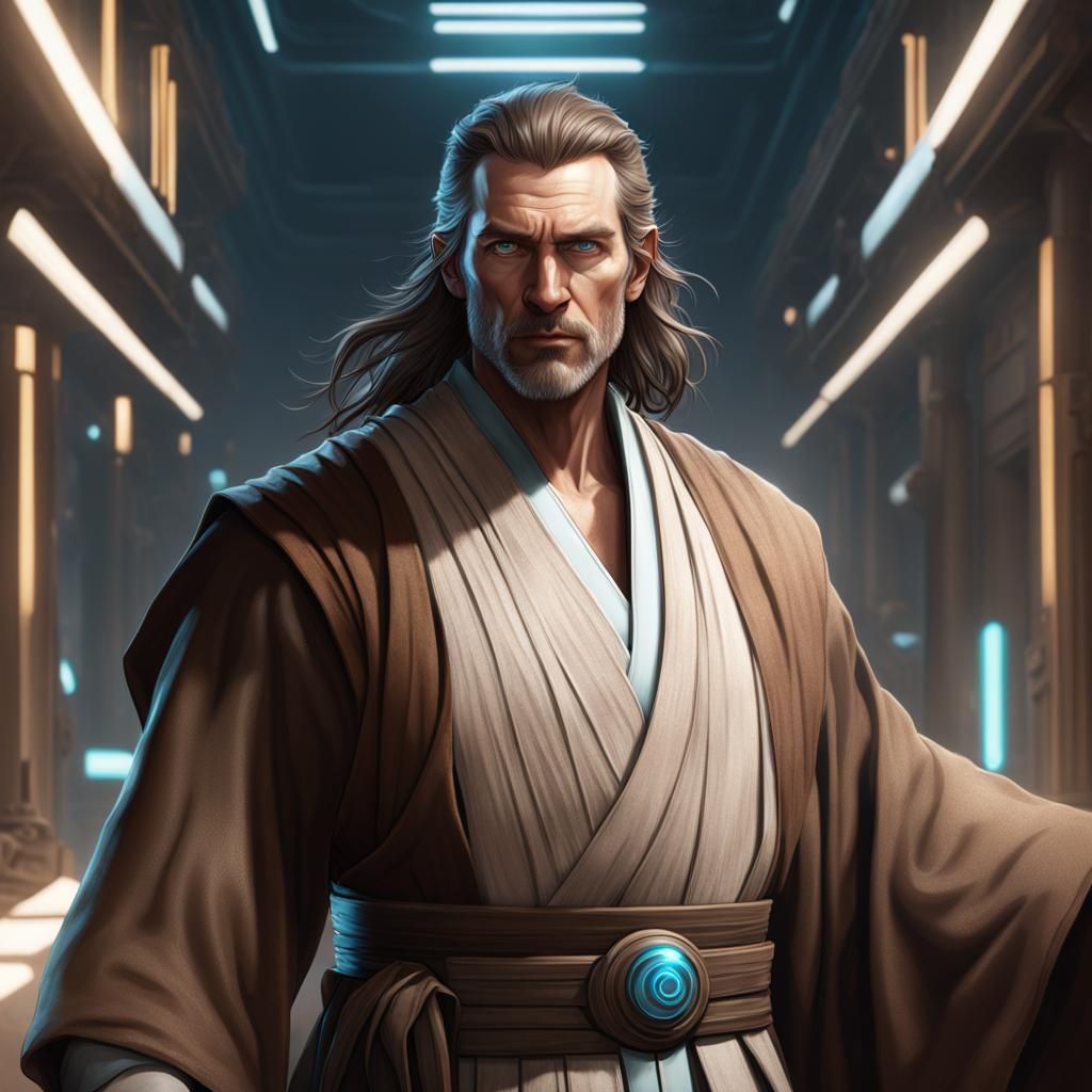 jedi master - Young Jedi Master Portrait in Hyperdetailed St...