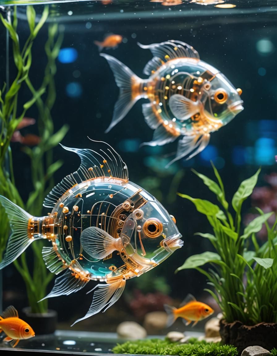 Pez mecánico transparente - AI Generated Artwork - NightCafe Creator