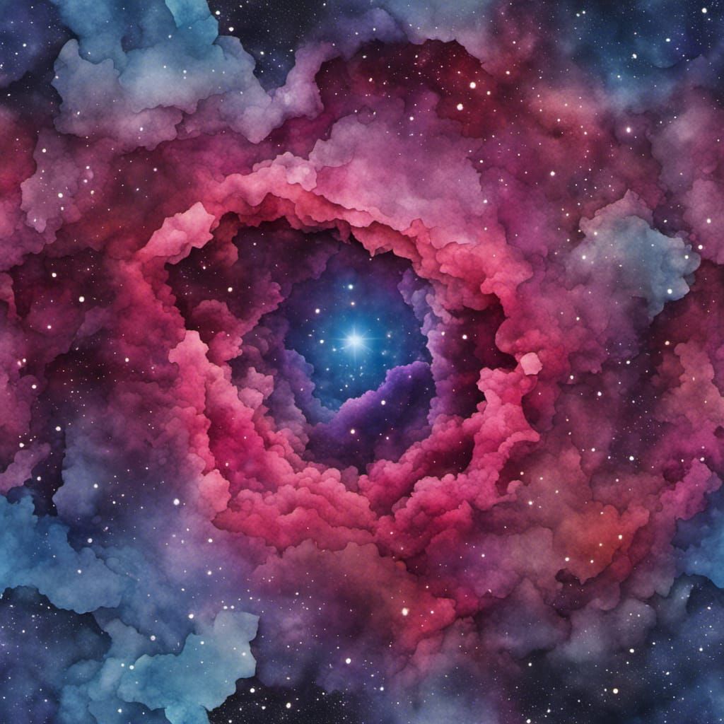 Realistic 3D Helix Star Nebula Cloud, Layered Torn Paper Collage, Dark ...