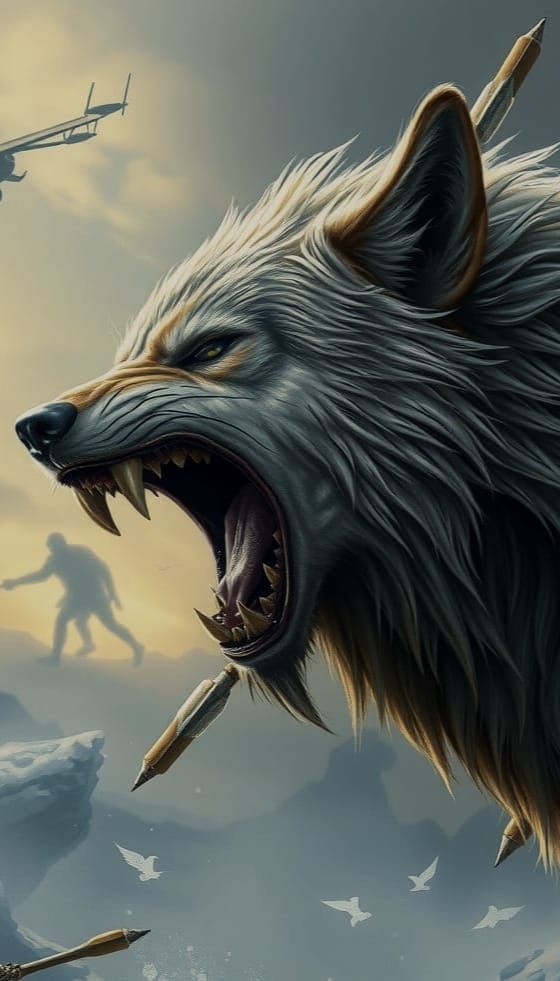 wolf growls - Epic Hyper-Realistic Wolf in Dramatic War Pos...