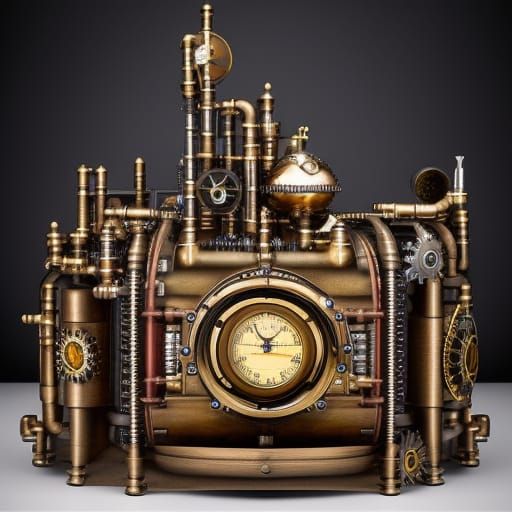 Steampunk clock, and other interesting mechanisms... - AI Generated ...