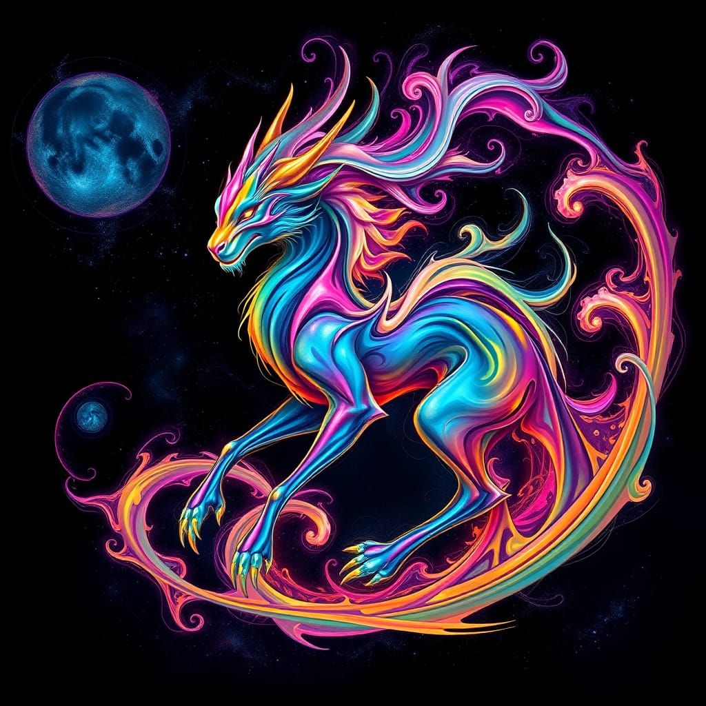 Abstract animal - Ethereal Beast in Cosmic Abstraction