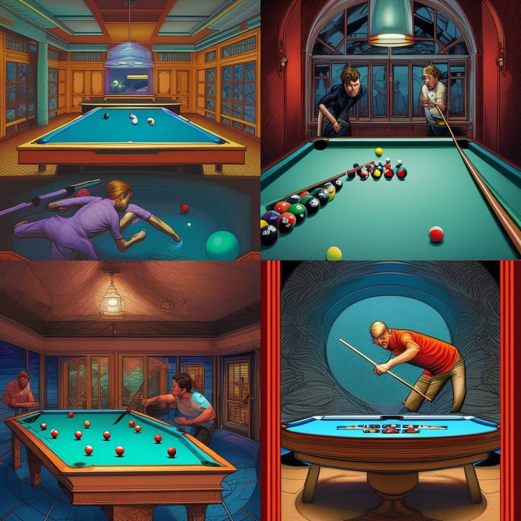 Playing billiards in a swimming pool - AI Generated Artwork - NightCafe ...