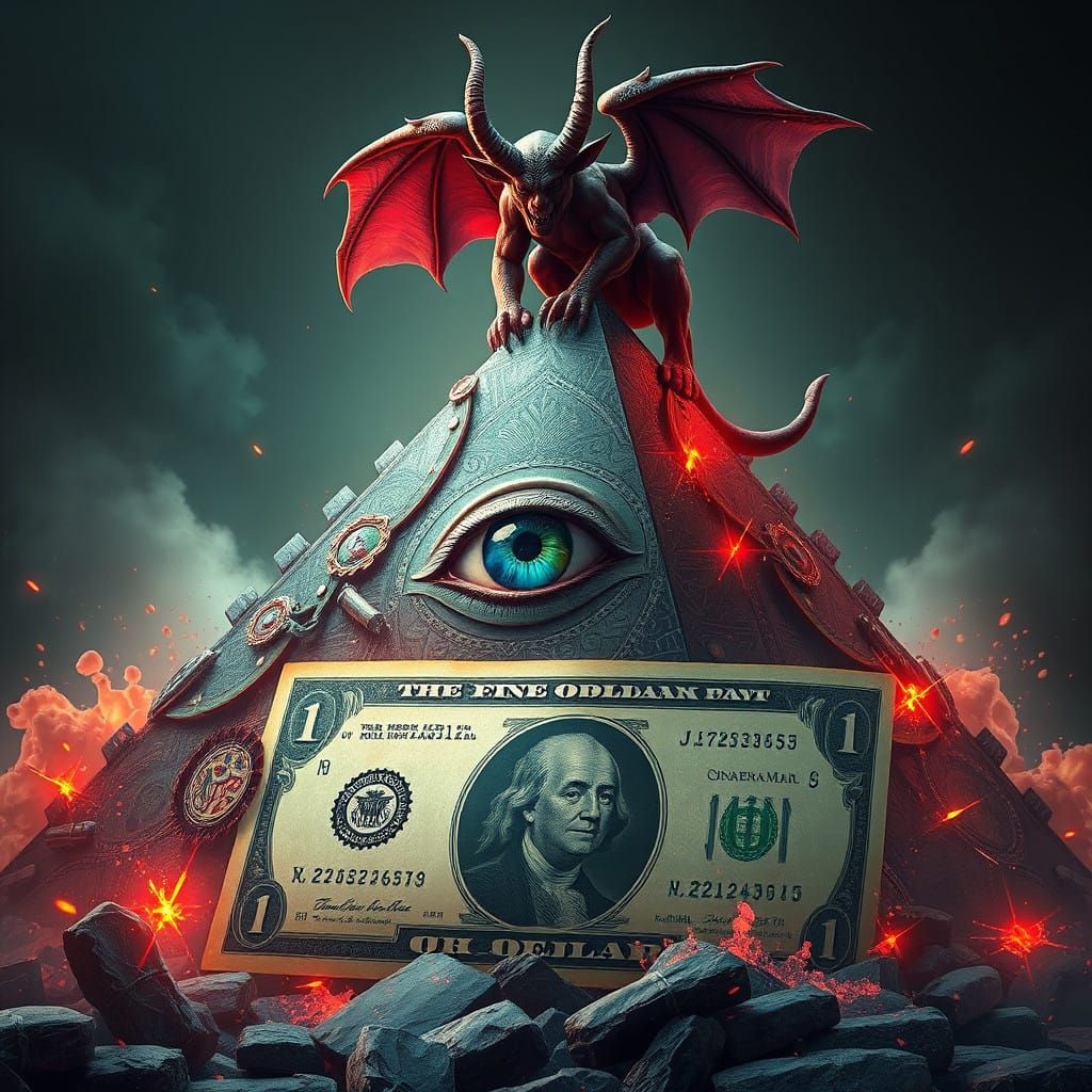 Evil Government / Money - Surreal Devil Reigns atop a Luxuri...