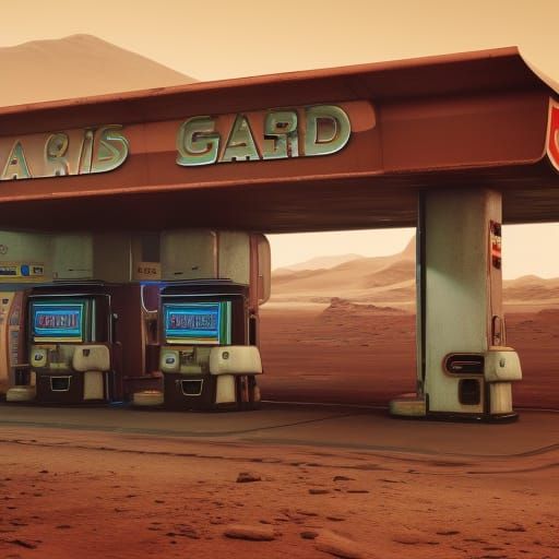 Retro gas station on Mars - AI Generated Artwork - NightCafe Creator