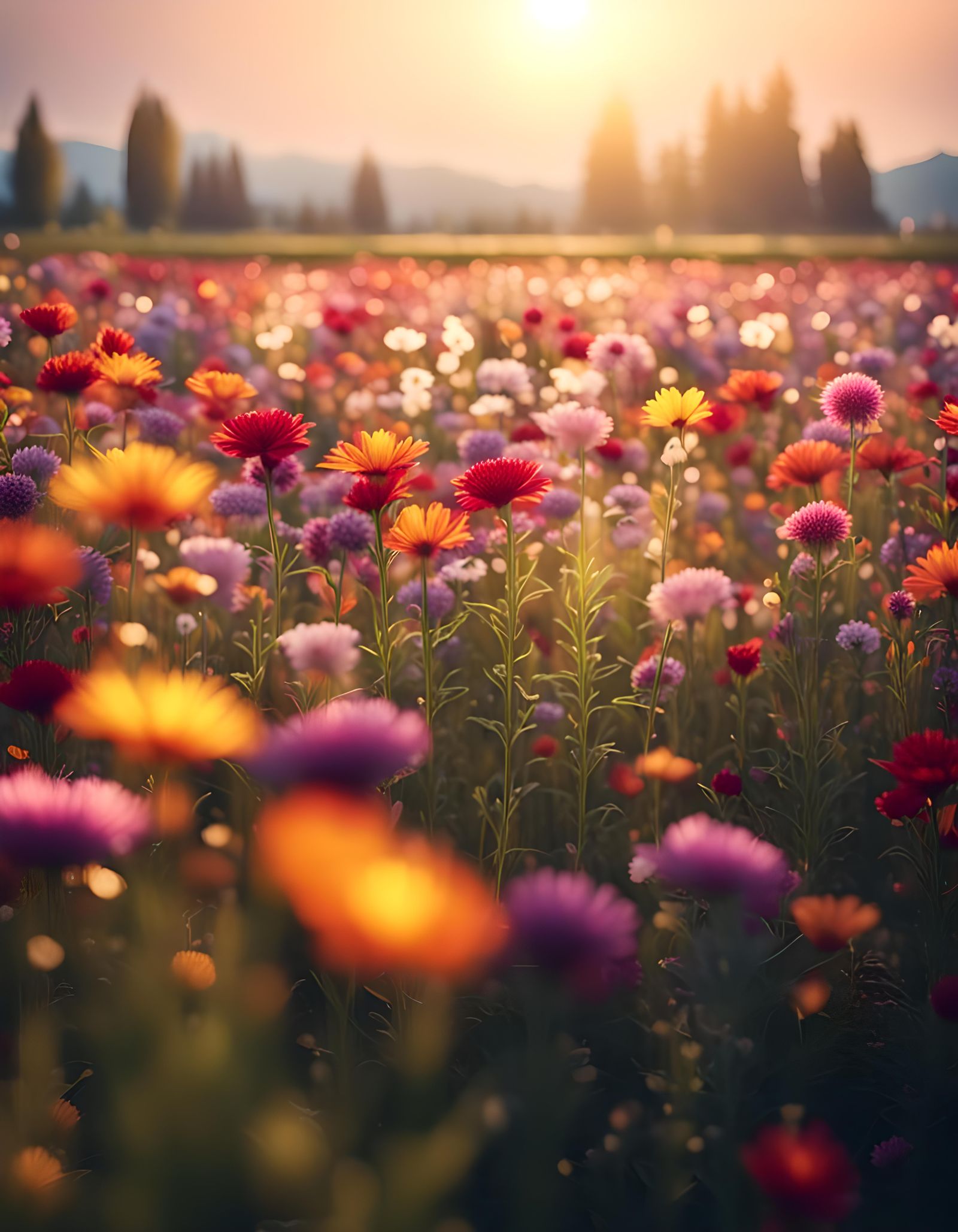 Field of flowers 🌼 - AI Generated Artwork - NightCafe Creator