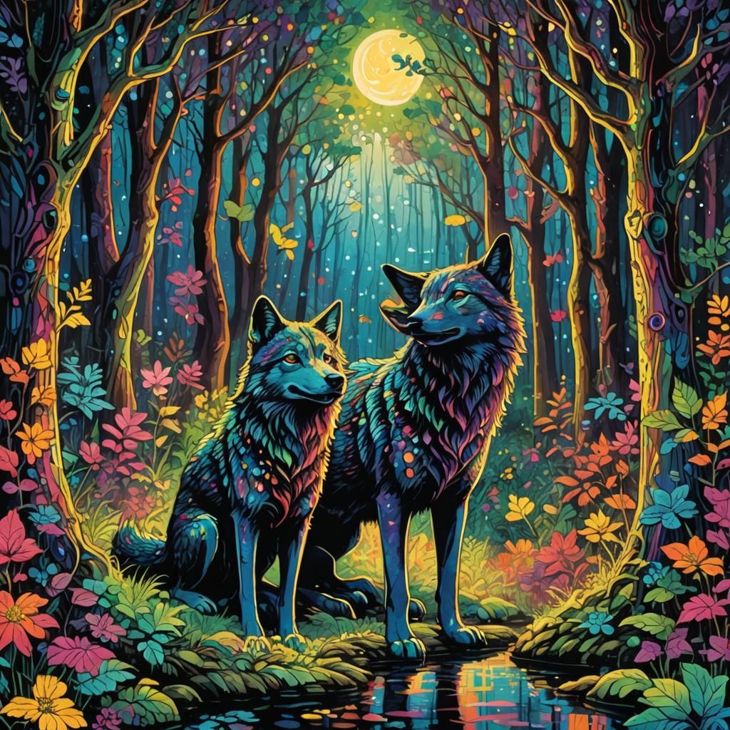 wolves in an enchanted forest - wolves in an enchanted fores...
