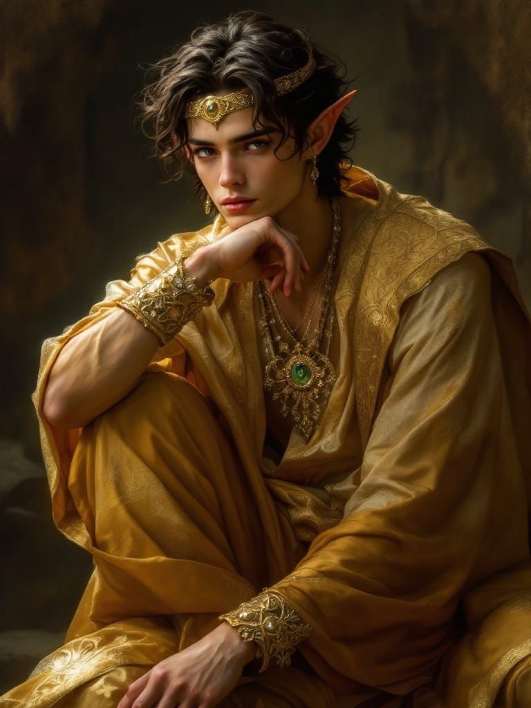 Elf Prince in Gold 250113 - Golden Elf Prince in Elegant Con...