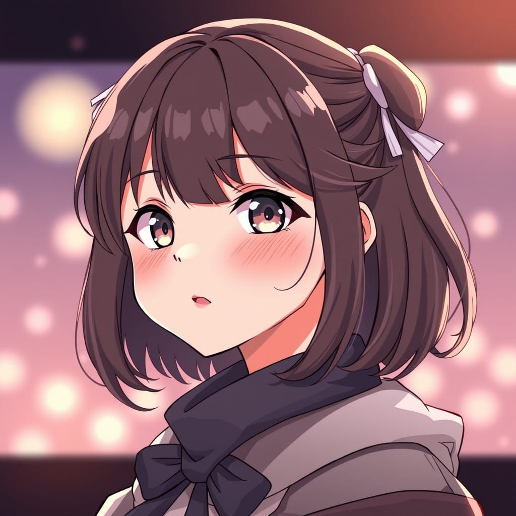 Anime Woman is confused - Charming Anime Maiden Expresses Co...