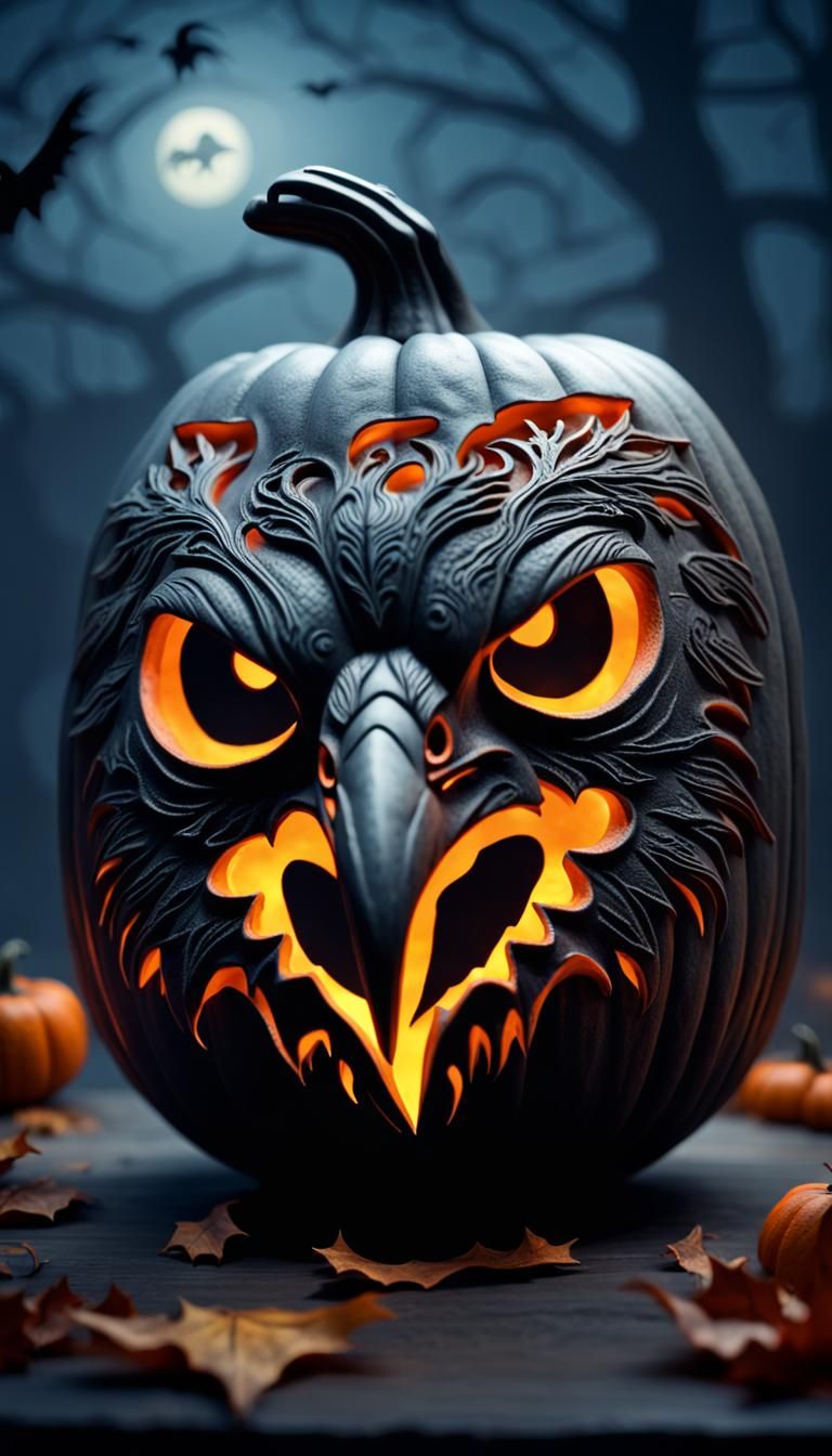 Raven Jack-o-lantern - AI Generated Artwork - NightCafe Creator
