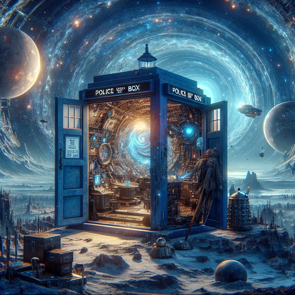 Photorealistic, epic world of Dr Who, The Time Lord and His Tardis - AI ...