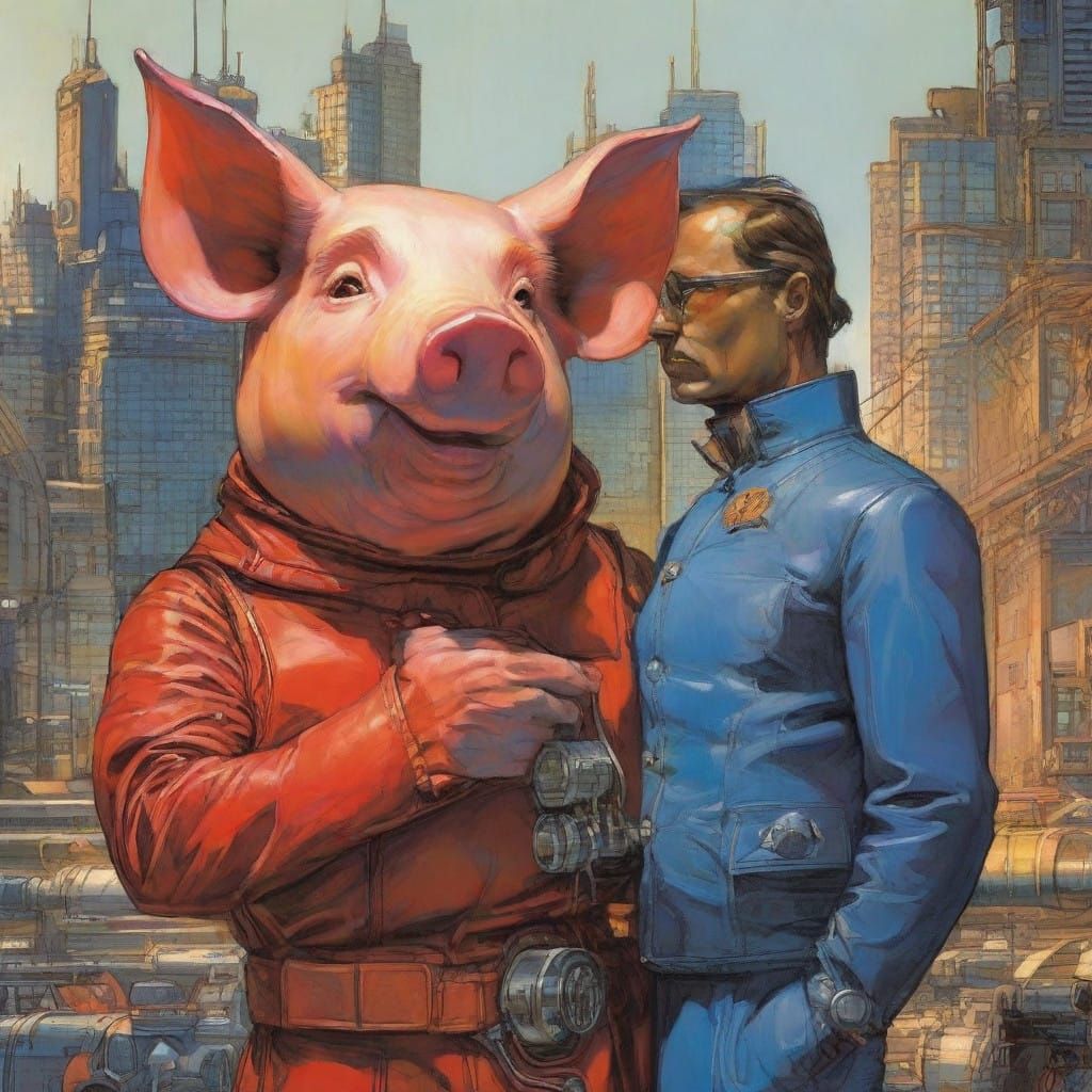 Steampunk Pig vs Superman - Steam-Powered Pig Confronts Icon...