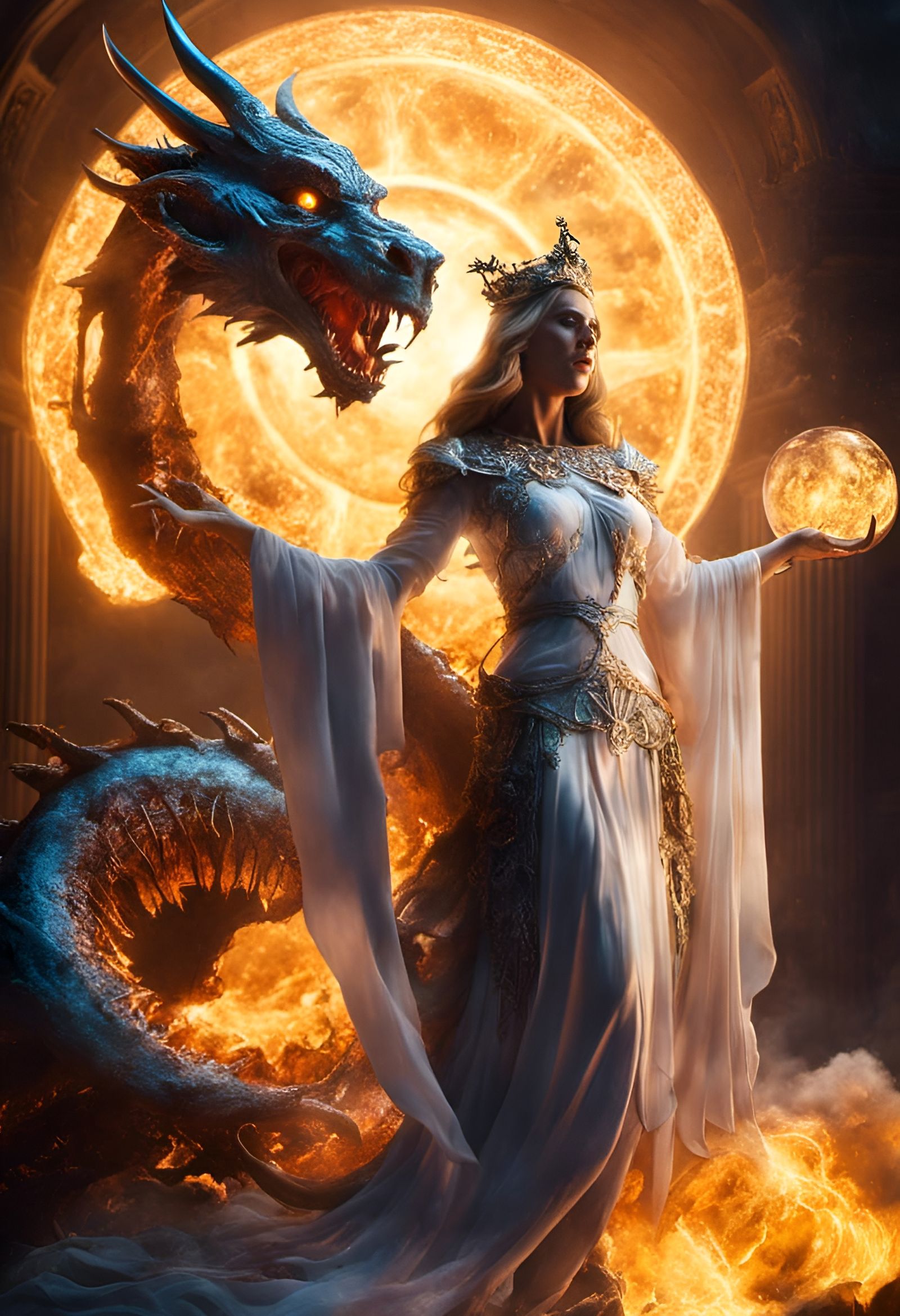 Wizard Queen casting Dragon Spells - AI Generated Artwork - NightCafe ...