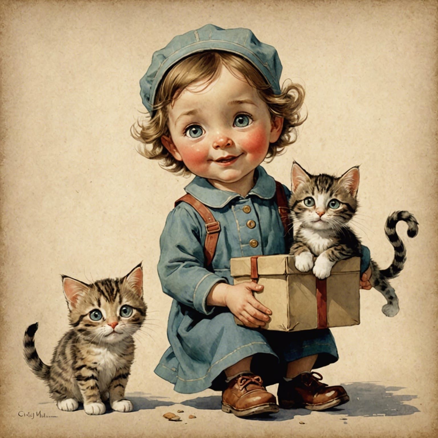 cute toddler with a happily surprised face because he got a cat as a ...