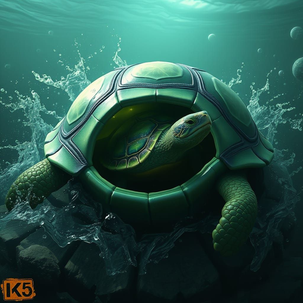 green turtle with a turtle - Giant Turtle Shell Reveals Hidd...