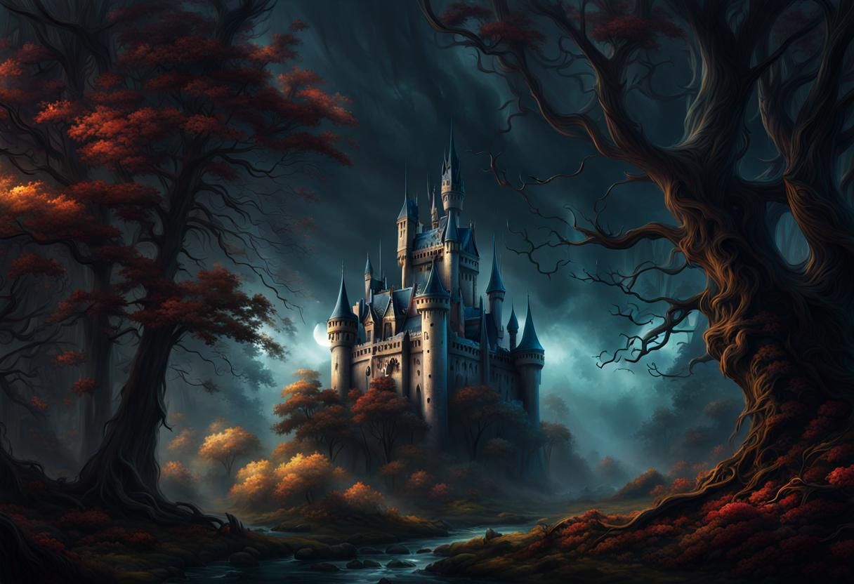 Castle is the Dark Forest - AI Generated Artwork - NightCafe Creator