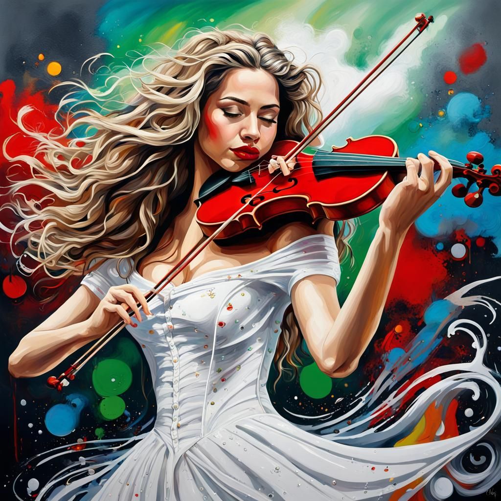 A beautiful violinist . - AI Generated Artwork - NightCafe Creator