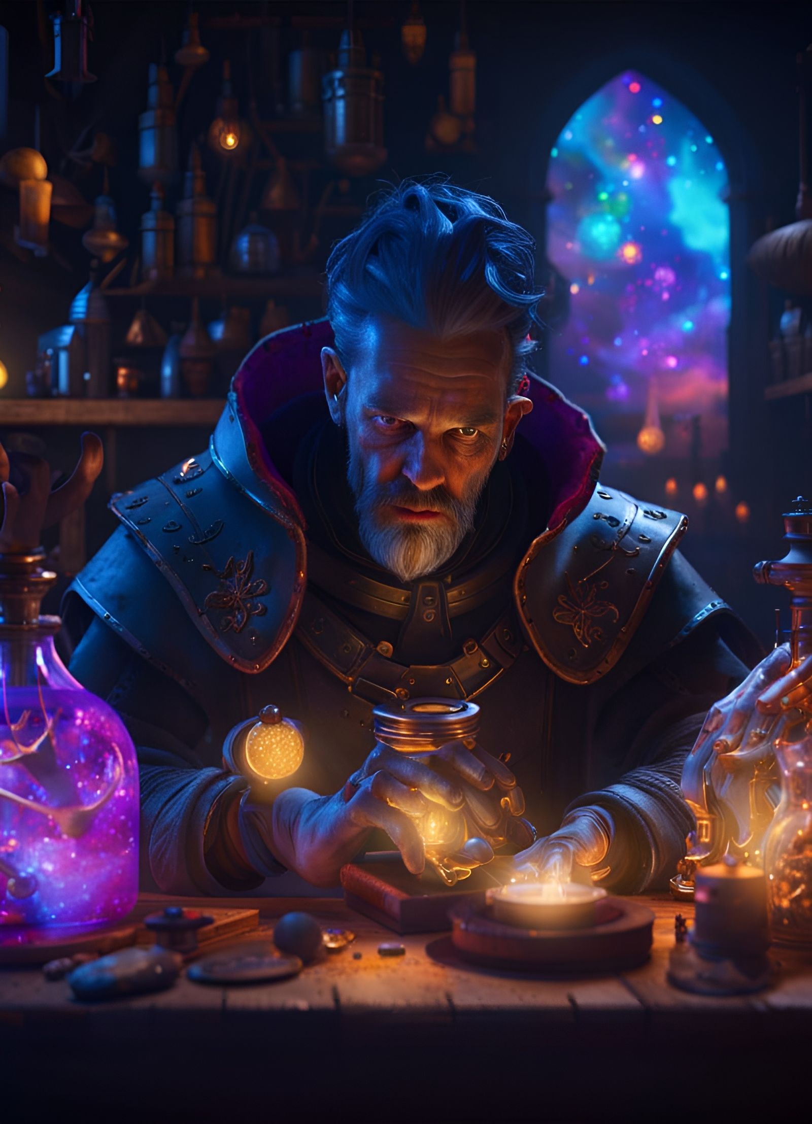 Mystical Alchemist: Night Lab Odyssey 🌌🔬🔮🏰 - AI Generated Artwork ...