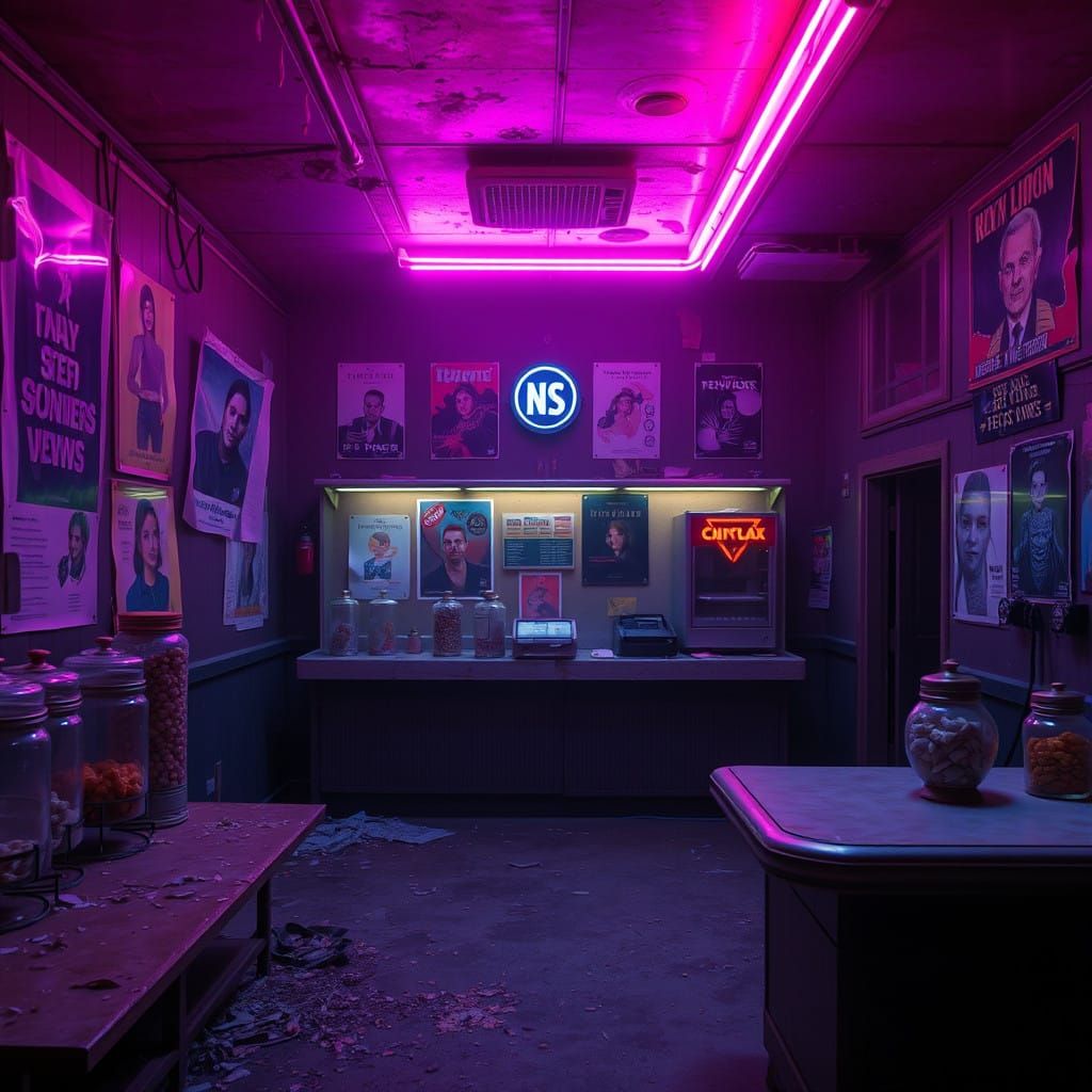 Retro-Futuristic Abandoned Concession Stand in a F... - AI Art