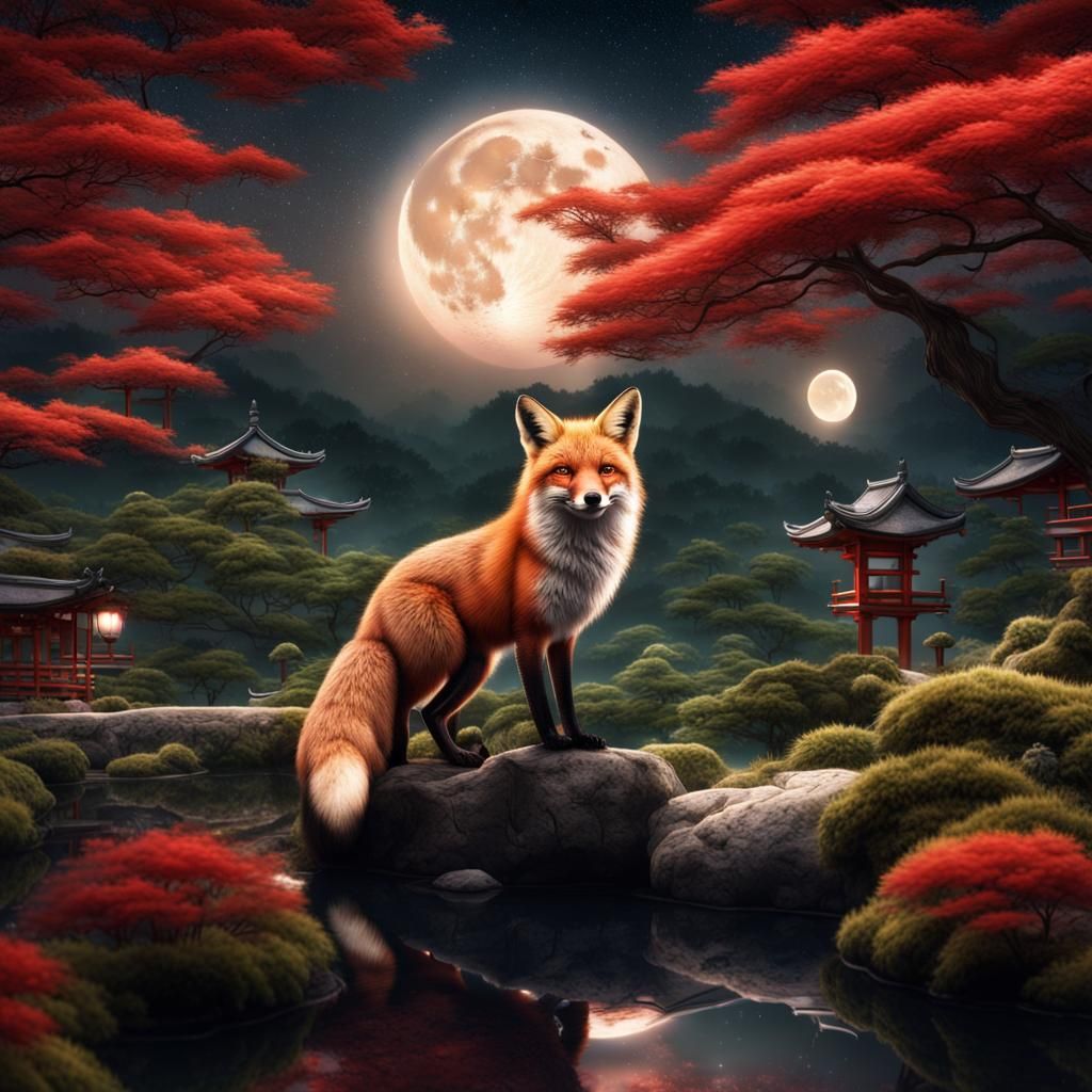 Moonrise Fox - AI Generated Artwork - NightCafe Creator