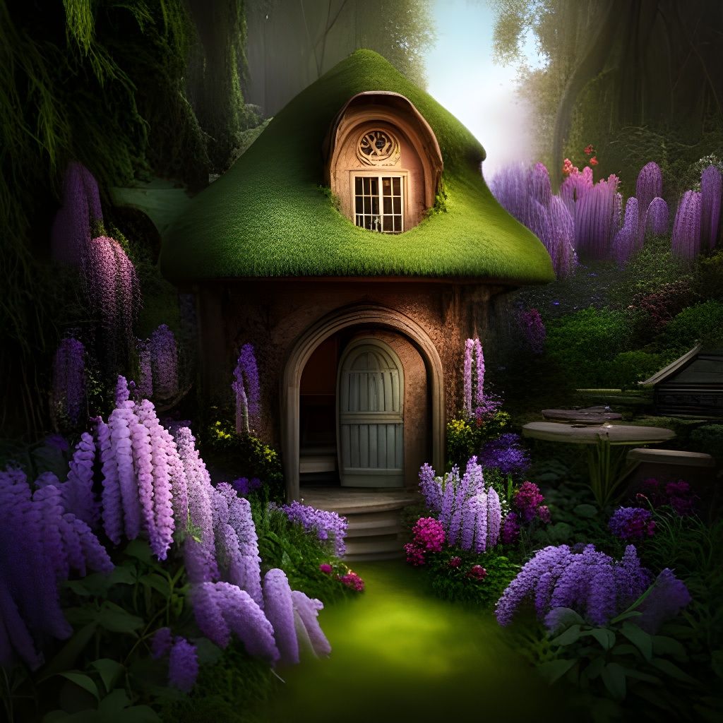 Wisteria Magical Fairy Cottage - AI Generated Artwork - NightCafe Creator
