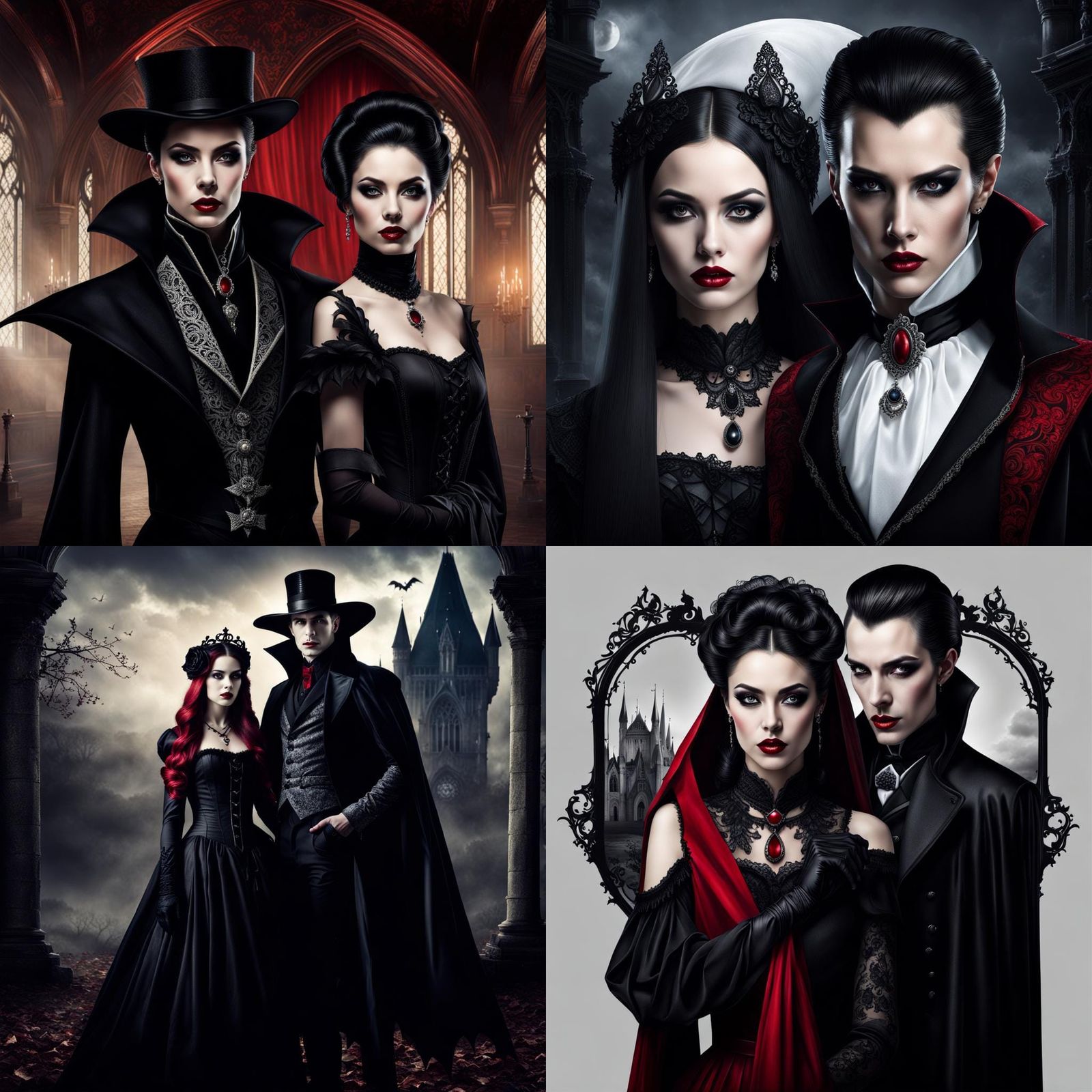 Photography Realistic Beautiful gothic woman and Dracula prince - AI ...