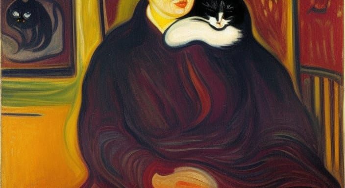 “Woman with fluffy cat” amazing atmosphere epic masterpiece by Edvard ...