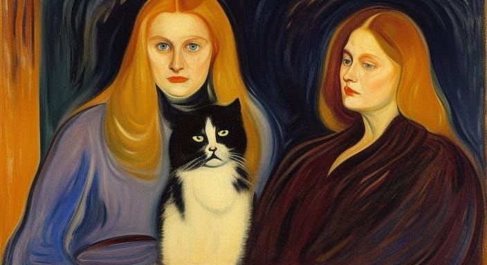 “Woman with fluffy cat” amazing atmosphere epic masterpiece by Edvard ...