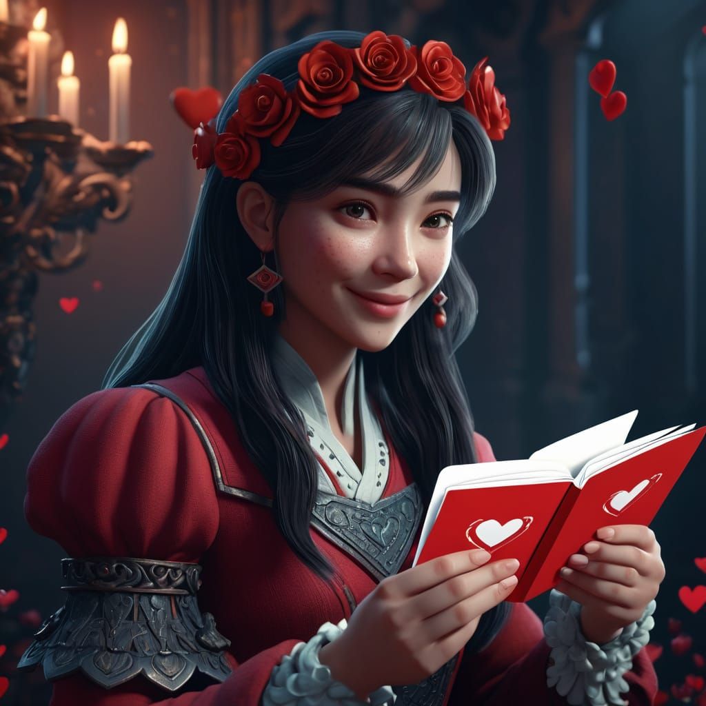 Woman Delights in Valentine's Day Surprise in Whim... - AI Art