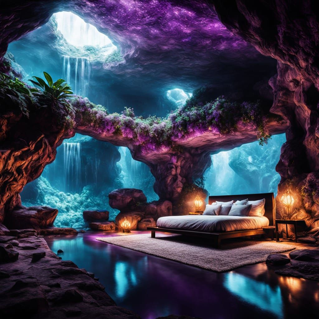 Magical indoor oasis inside a amethyst cave& oasis vibes& magical vibes ...