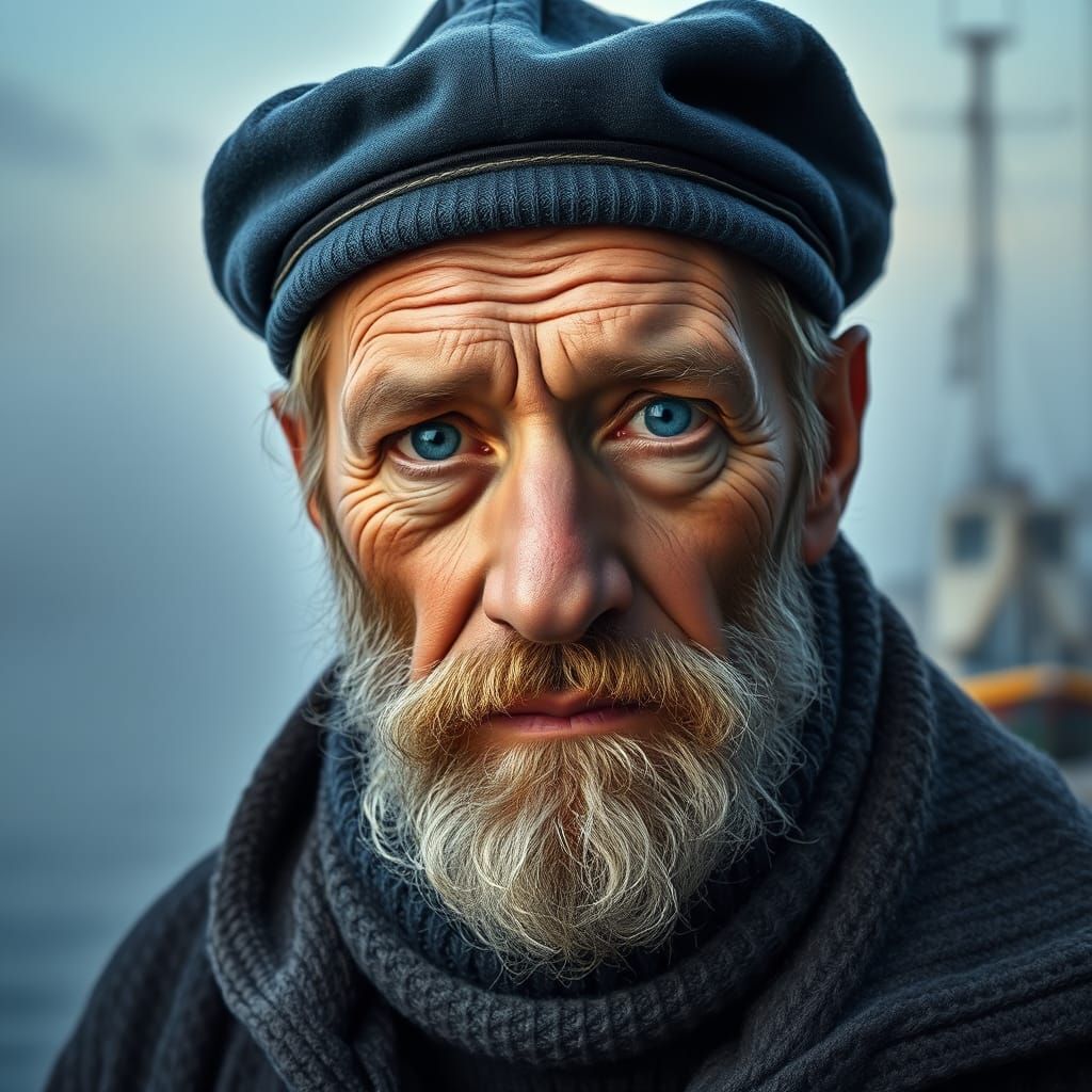 Portrait of a weathered sailor - Aged Sailor in Hyper Realis...