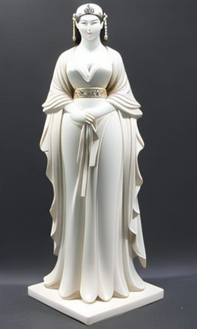 Japanese marble statue of Inari Ōkami - AI Generated Artwork - NightCafe Creator