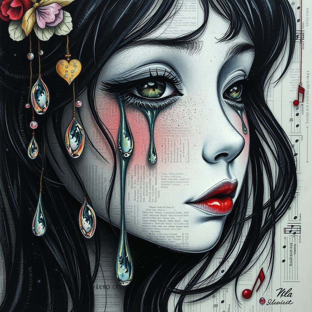 Haiku series - Dreamlike Whimsy in Charcoal and Color