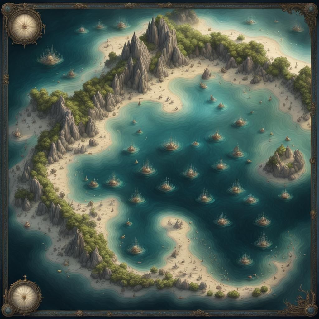 mermaid island map - AI Generated Artwork - NightCafe Creator