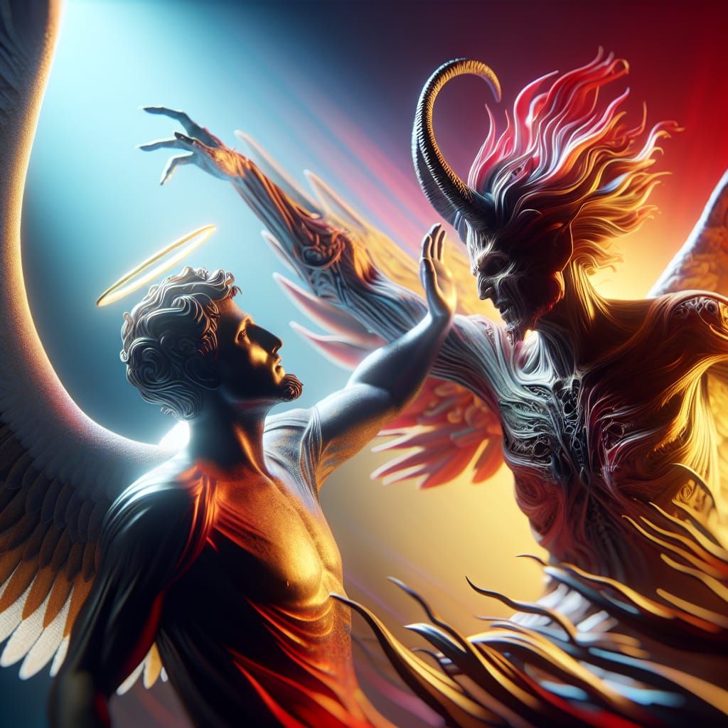 Michael vs Satan - AI Generated Artwork - NightCafe Creator