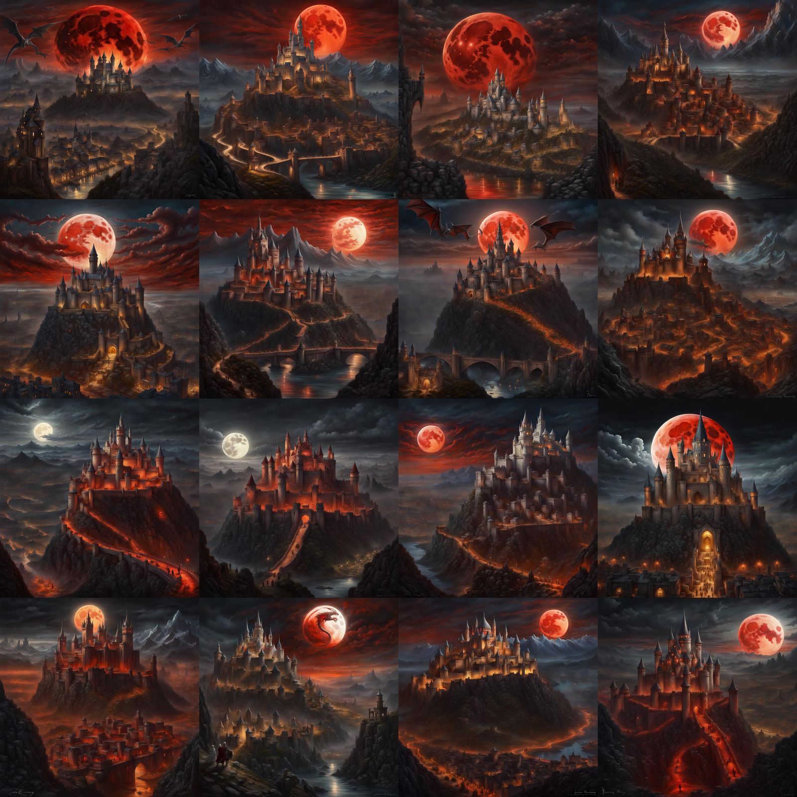 "The City Of Kings, blood moon behind The White Gondor Castle City Of ...