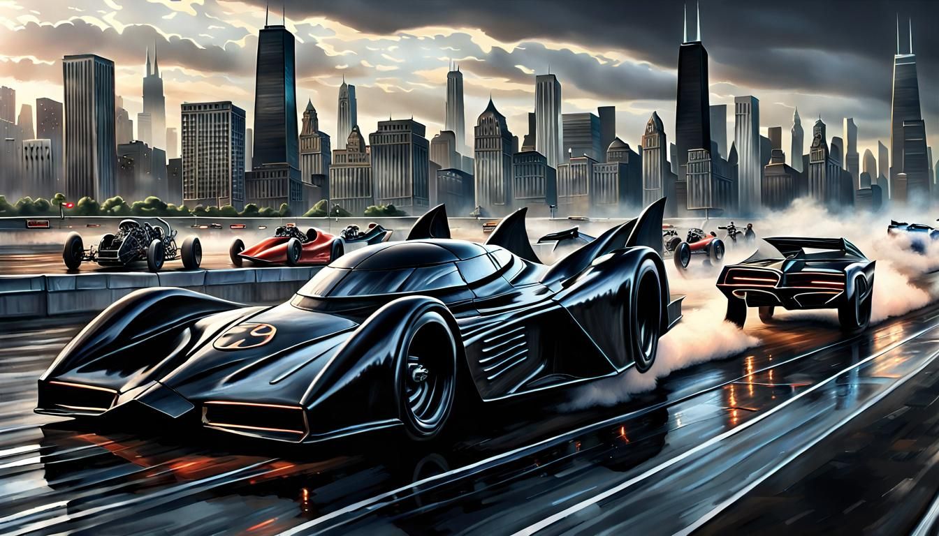 Drag racing with Batman - AI Generated Artwork - NightCafe Creator