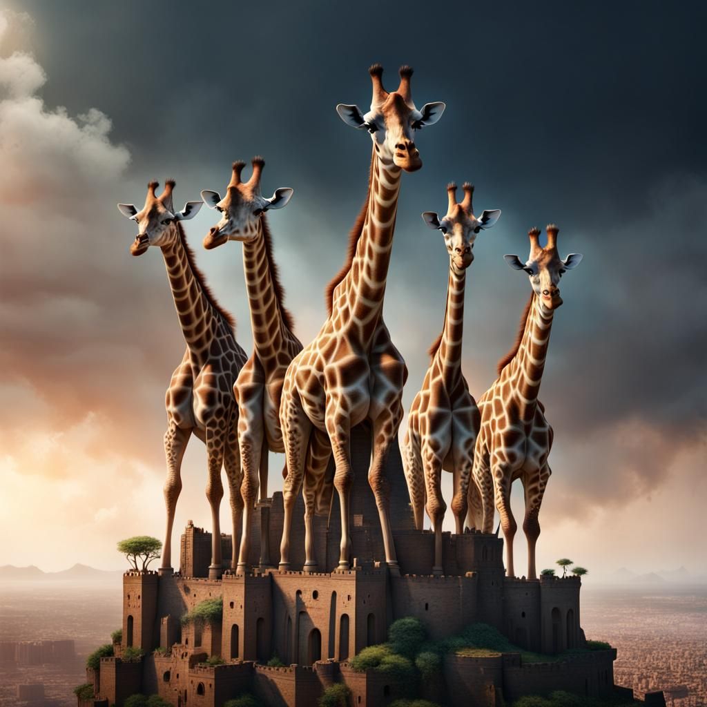 Collective Nouns - A Tower of Giraffes - AI Generated Artwork - NightCafe Creator