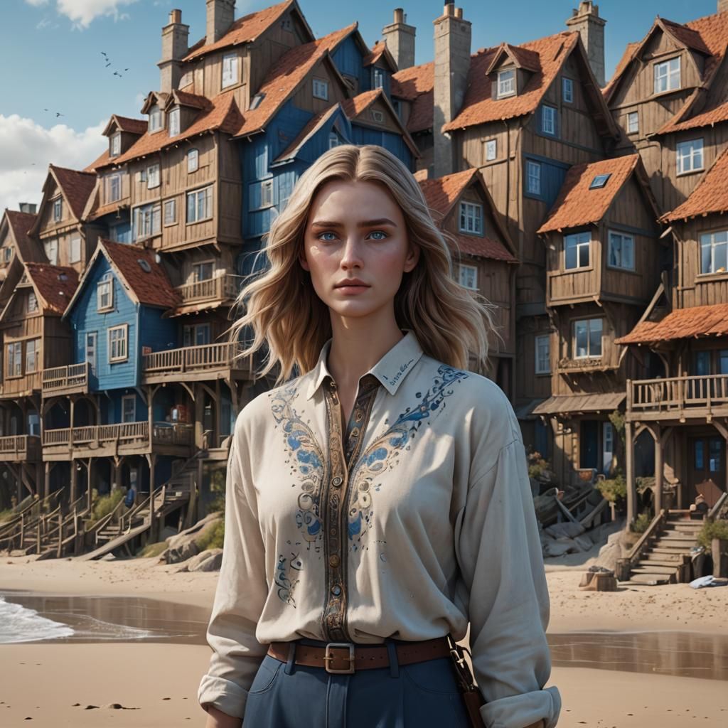 Noora at the beach - AI Generated Artwork - NightCafe Creator