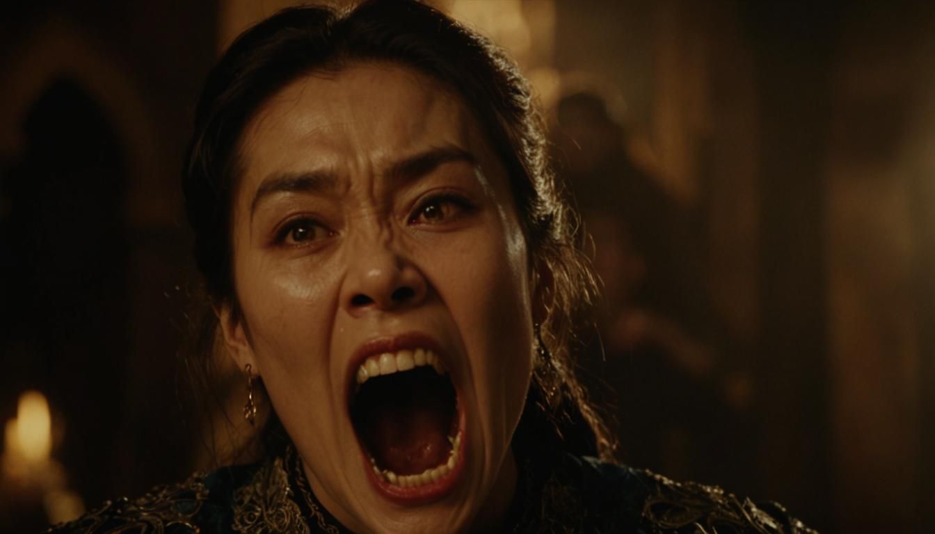 Kazakh vampire woman snarling - Kazakh Vampire Woman in Mood...