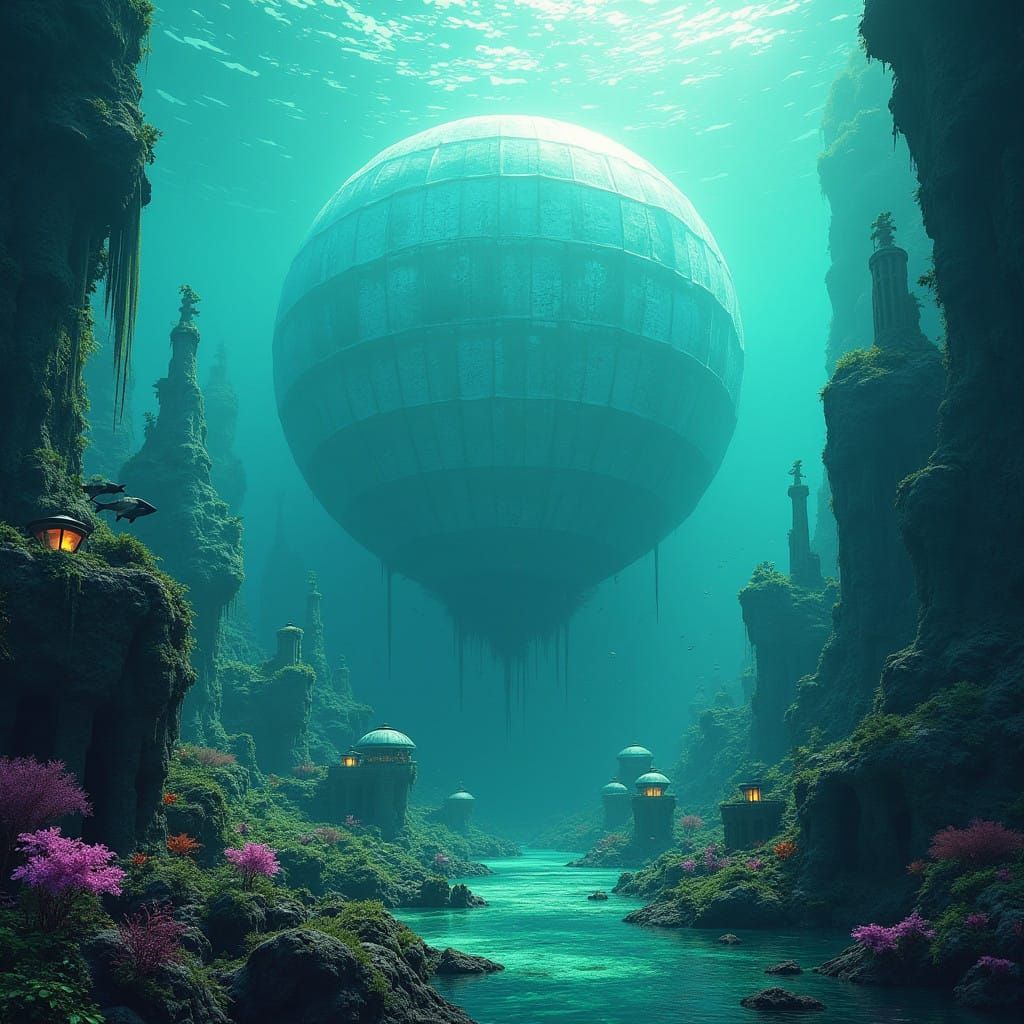Village under the sea dome - Vibrant Underwater Village bene...
