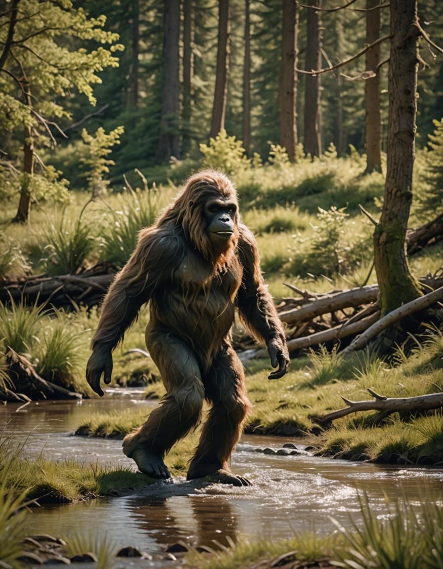 Happy New Squatch - Majestic Female Sasquatch Walks Across a...