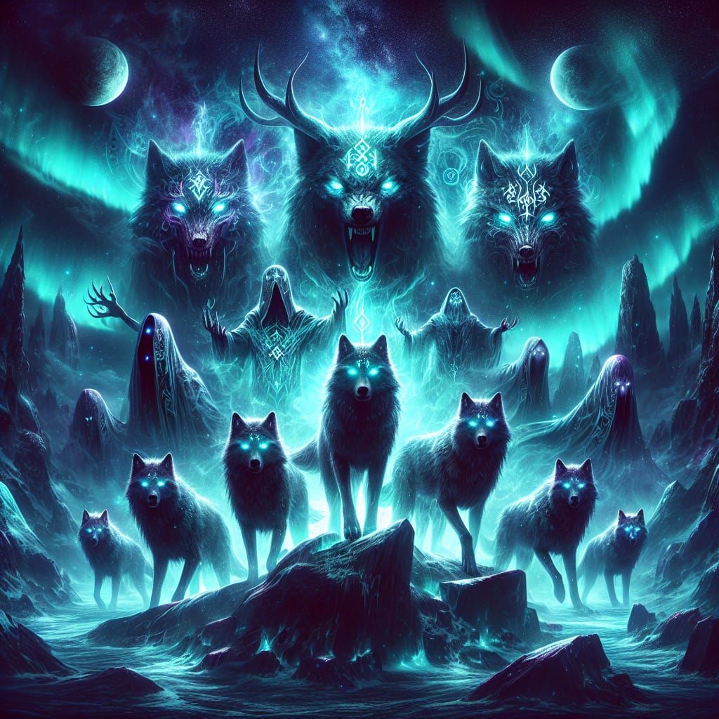 wolf pack lost ine are spiritual realm. - AI Generated Artwork ...