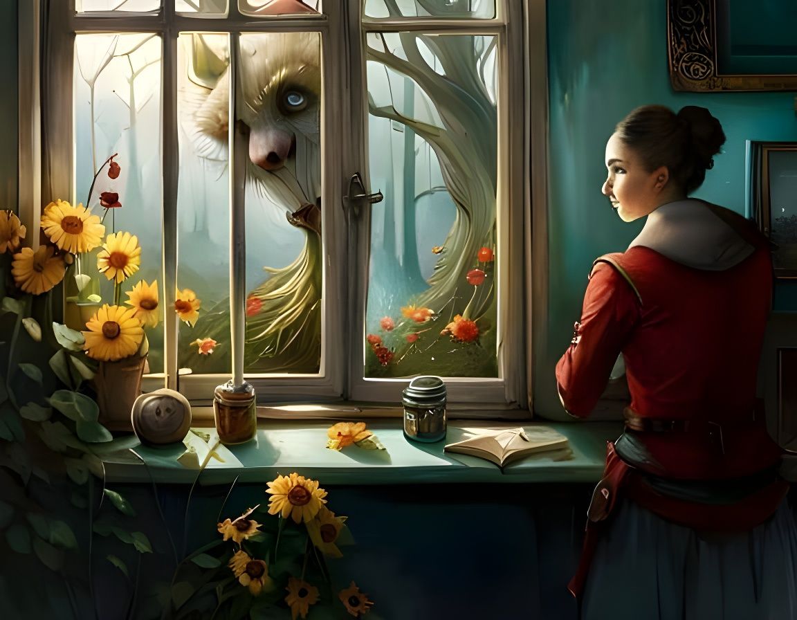 Something Lurking Outside The Window... - AI Generated Artwork ...